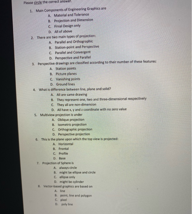 Solved Please circle the correct answer. 1. Main Components | Chegg.com