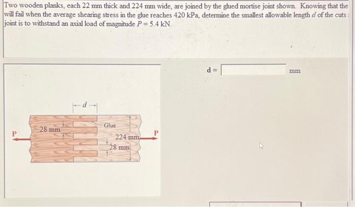 Solved Two wooden planks, each 22 mm thick and 224 mm wide, | Chegg.com