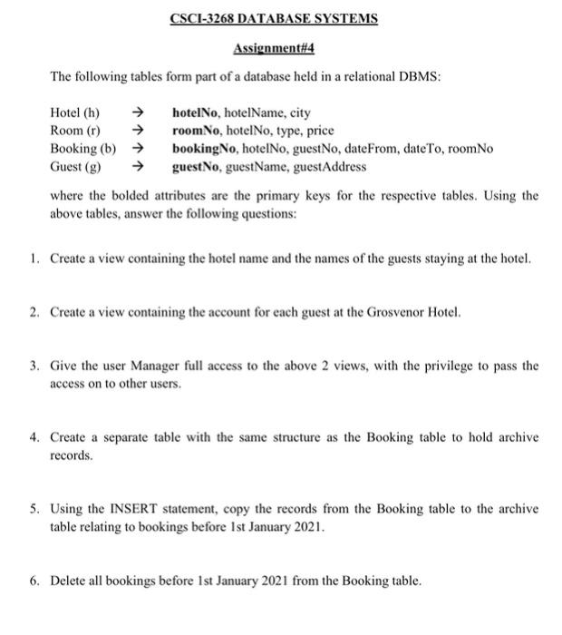 Solved Csci 3268 Database Systems Assignment4 The Following 7961