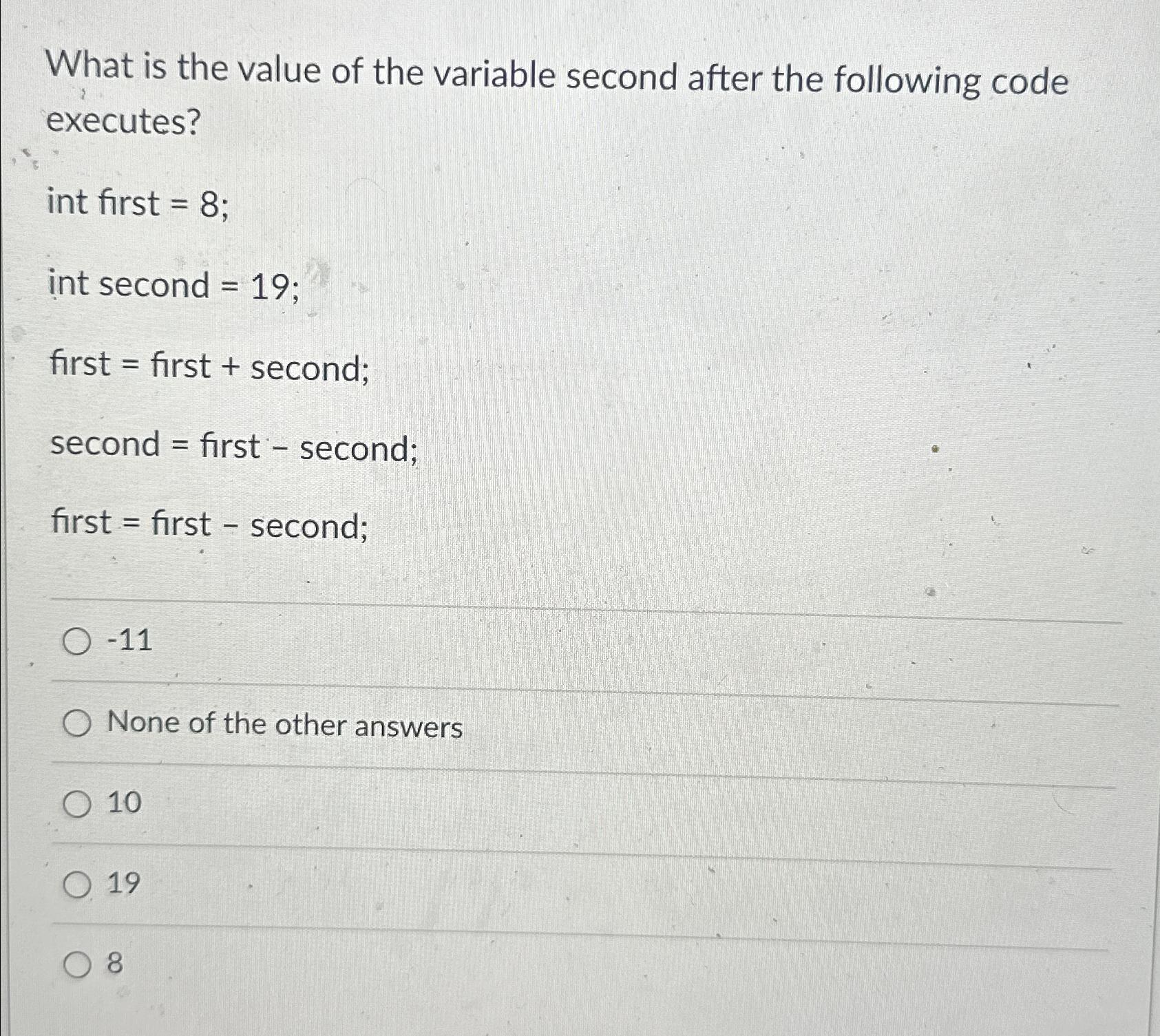 Solved What is the value of the variable second after the | Chegg.com