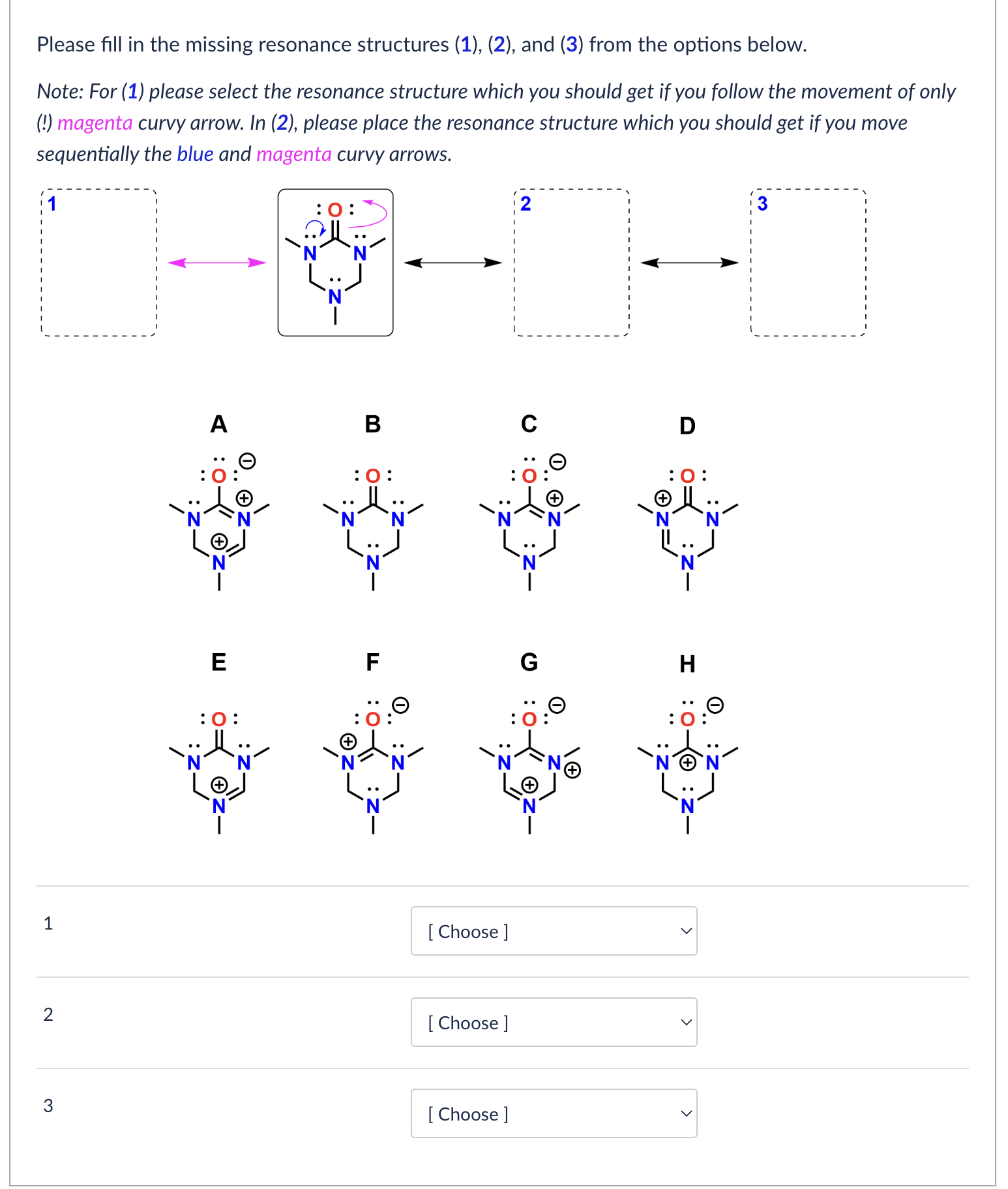 Solved Please fill in the missing resonance structures | Chegg.com