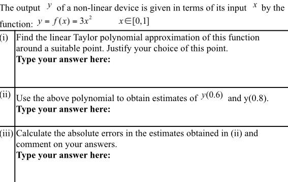 Solved The output y of a non-linear device is given in terms | Chegg.com