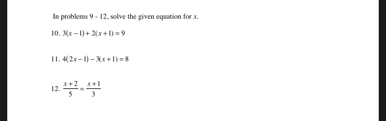 Solved In problems 9-12, ﻿solve the given equation for | Chegg.com