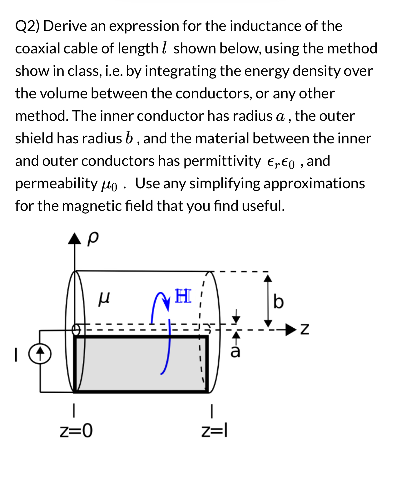 Solved Q2) ﻿Derive an expression for the inductance of the | Chegg.com