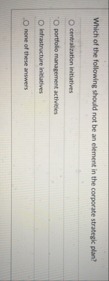 Solved Which of the following should not be an element in | Chegg.com