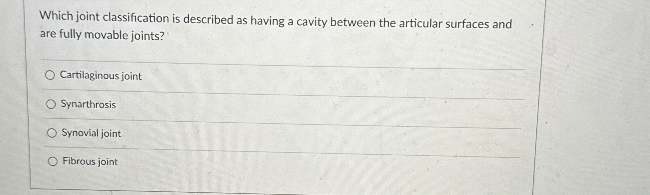 Solved Which joint classification is described as having a | Chegg.com