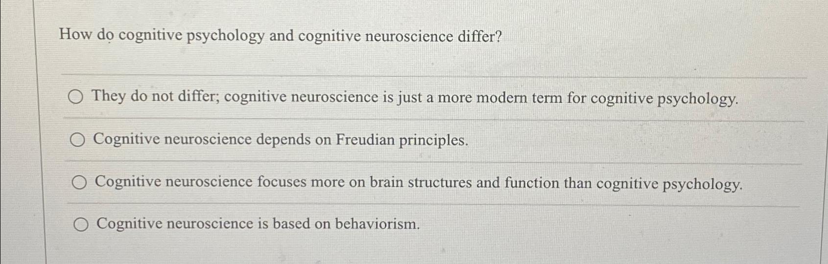 Solved How do cognitive psychology and cognitive | Chegg.com