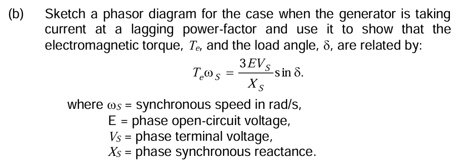 Solved (b) ﻿Sketch a phasor diagram for the case when the | Chegg.com
