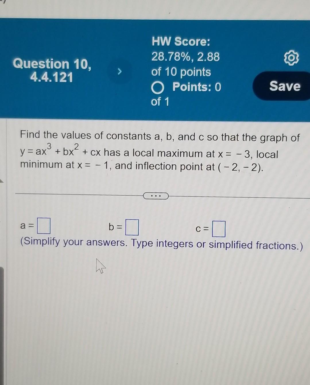 Solved Find the values of constants a,b, and c so that the | Chegg.com
