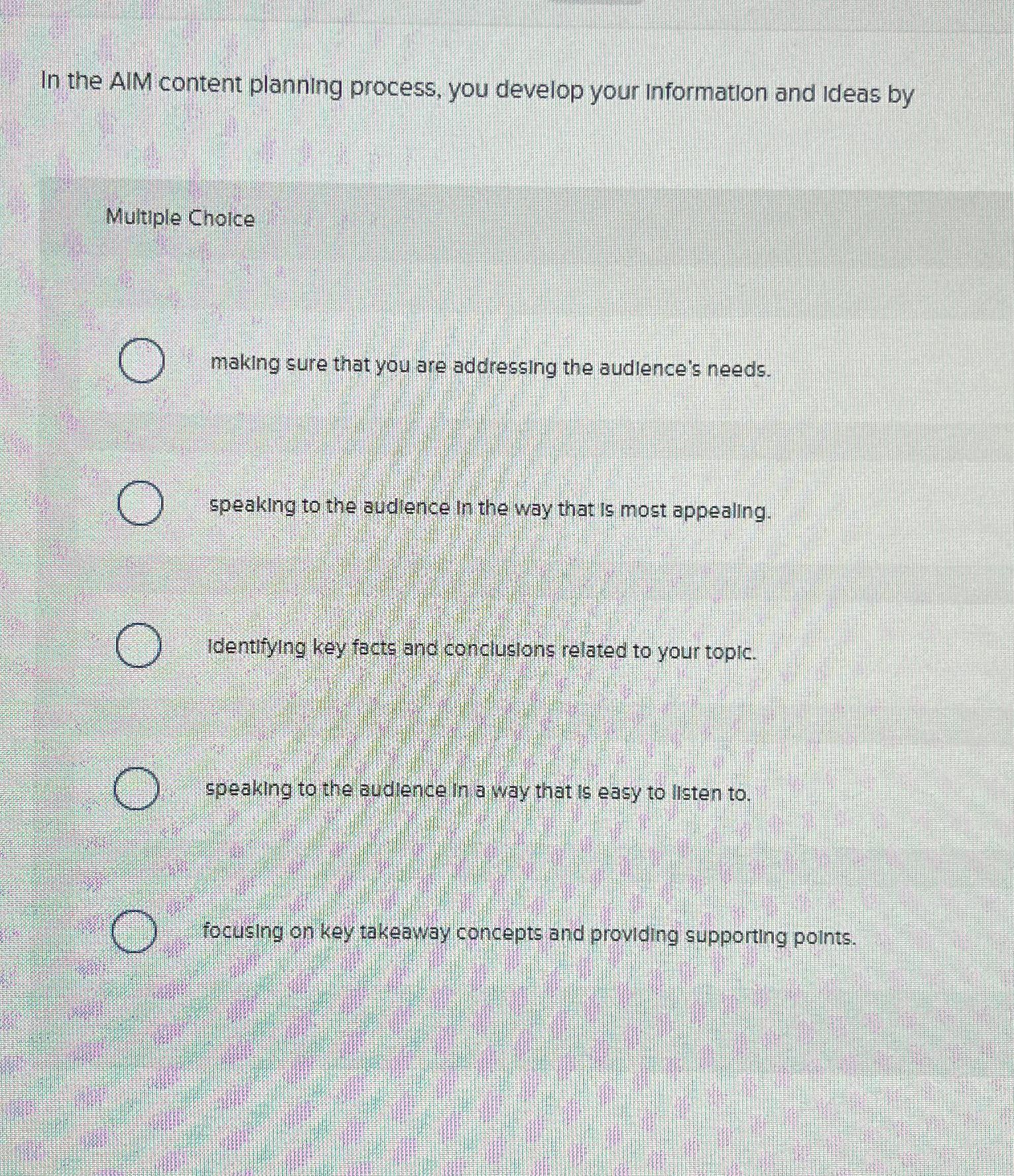 Solved In the AIM content planning process, you develop your | Chegg.com