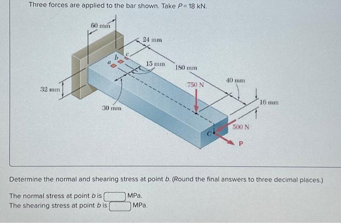 Solved Three forces are applied to the bar shown. Take | Chegg.com