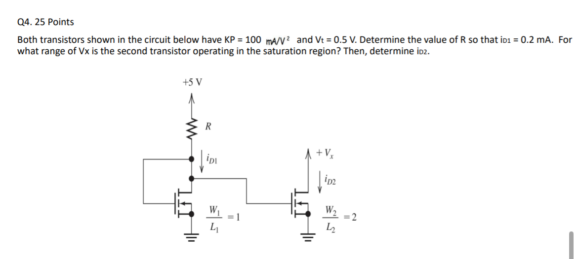 Solved Q4. 25 ﻿PointsBoth transistors shown in the circuit | Chegg.com