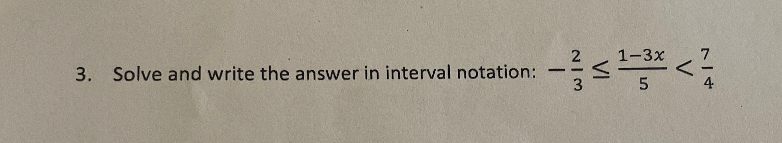 Solve and write the answer in interval notation: | Chegg.com