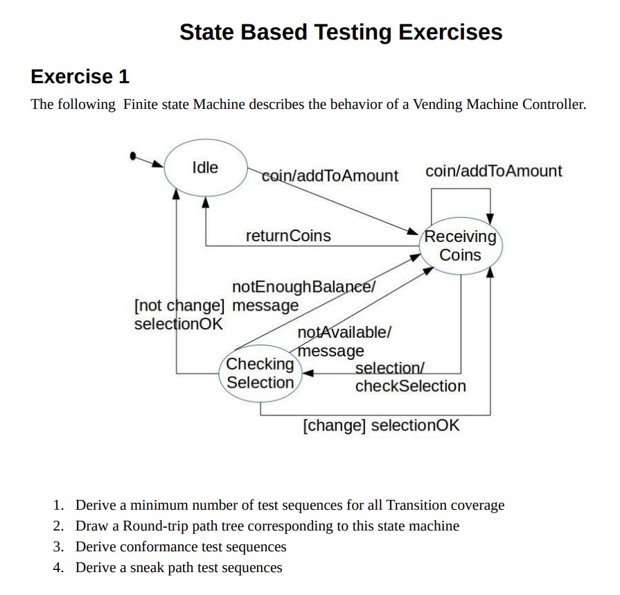 Exercise 2Generate UIO sequences for each state of | Chegg.com