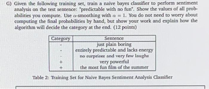 Solved Problem 5. NLP A) Recall we can use a Naive Bayes | Chegg.com