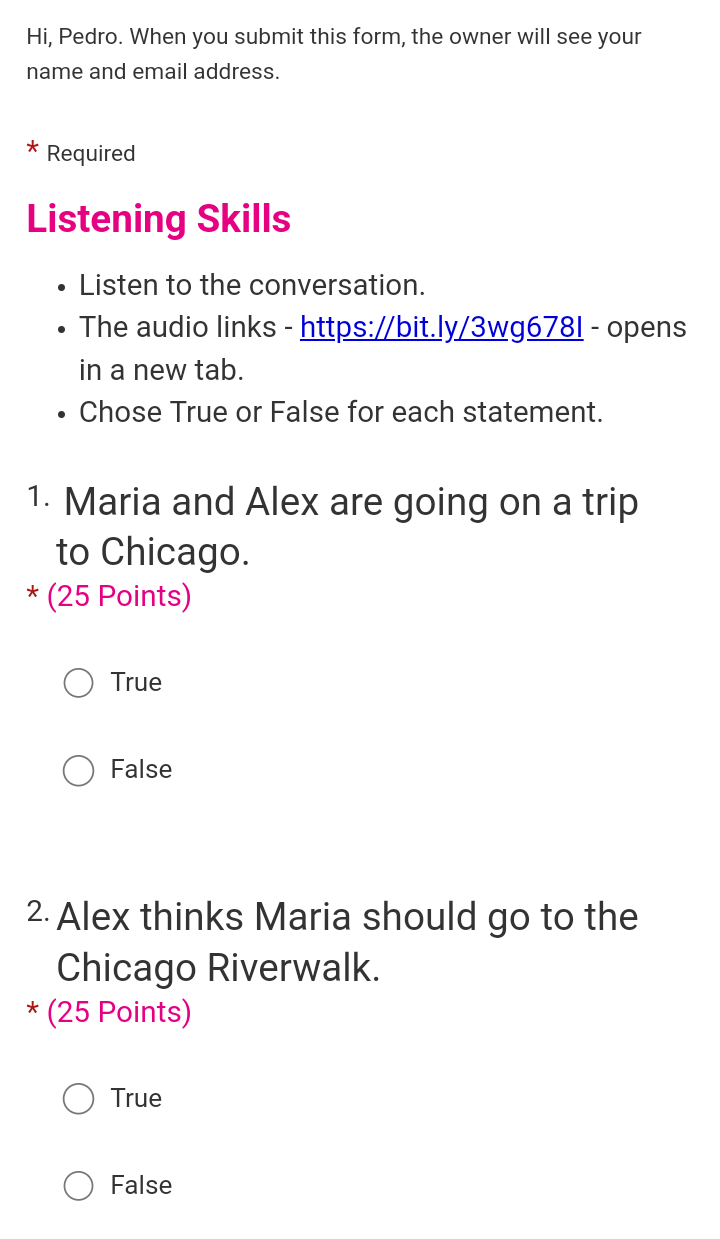 Hi, Pedro. When you submit this form, the owner will | Chegg.com