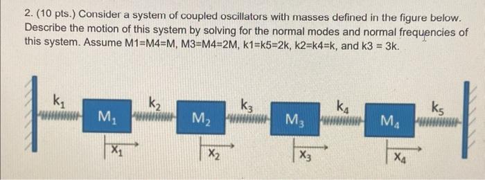 Solved 2. (10 pts.) Consider a system of coupled oscillators | Chegg.com
