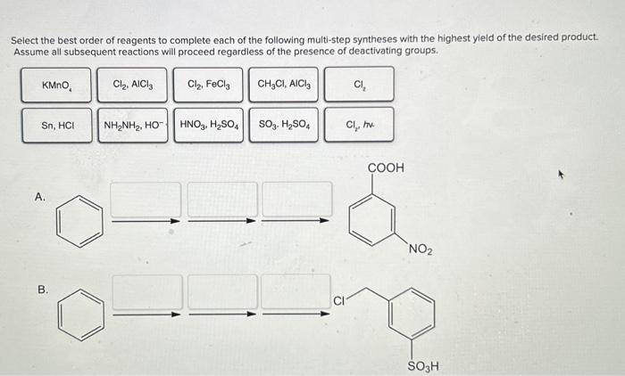 Solved Select the best order of reagents to complete each of | Chegg.com