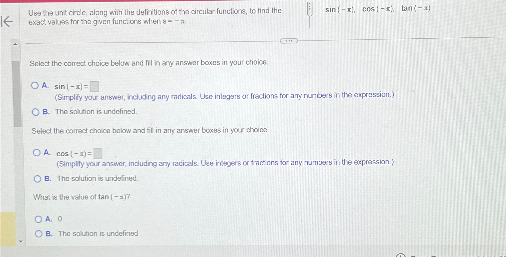 Solved Use the unit circle, along with the definitions of | Chegg.com