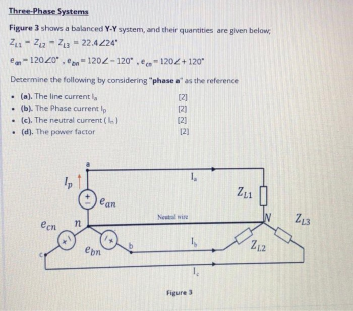 Solved Three-Phase Systems Figure 3 shows a balanced Y-Y | Chegg.com