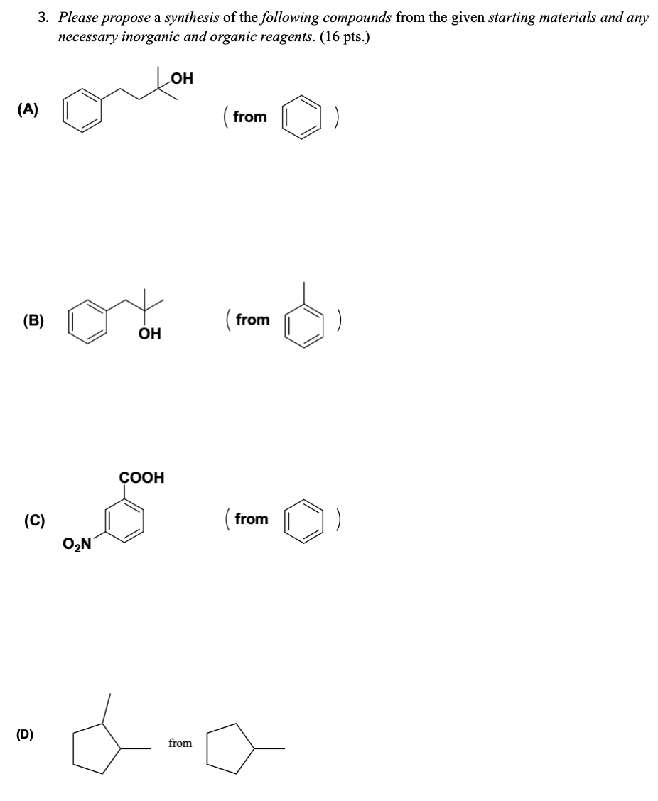 Solved Please propose a synthesis of the following compounds | Chegg.com