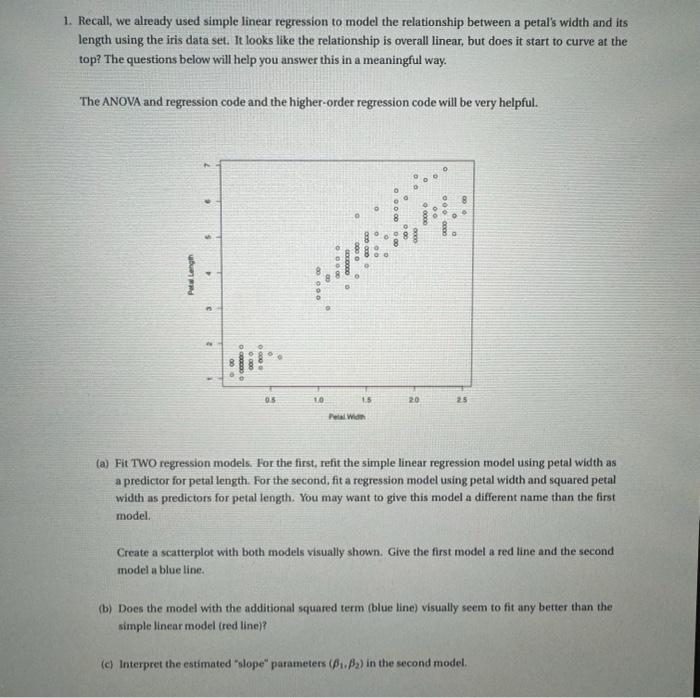 Solved 1. Recall, we already used simple linear regression | Chegg.com