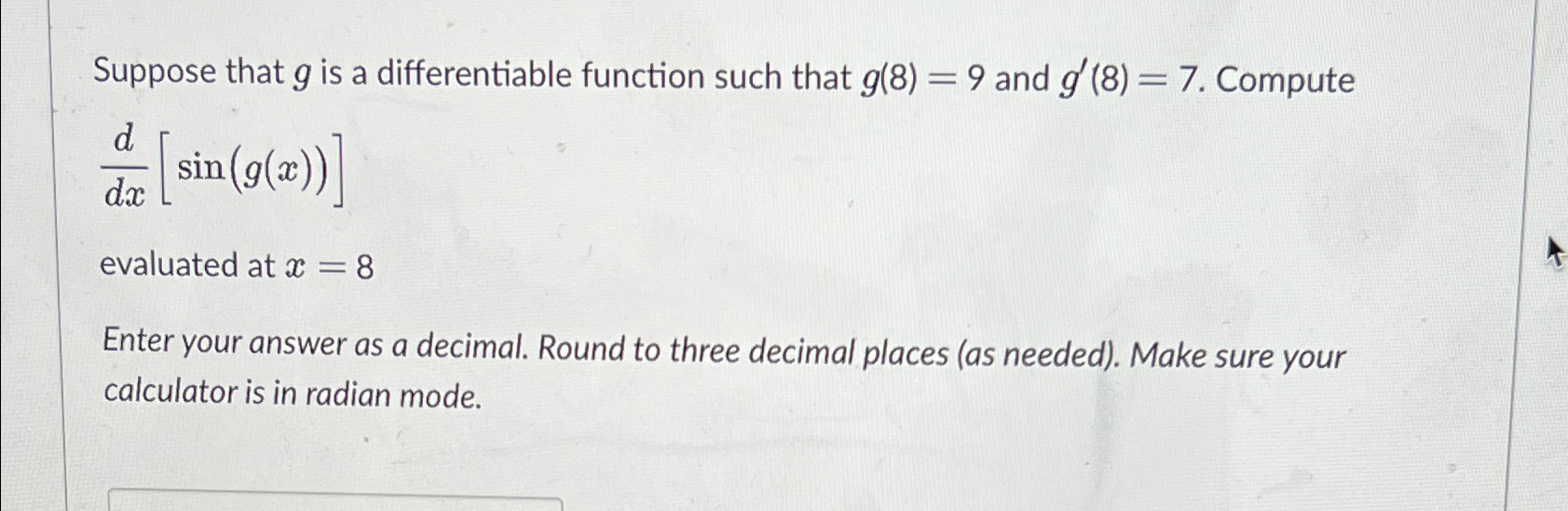 Solved Suppose that g ﻿is a differentiable function such | Chegg.com