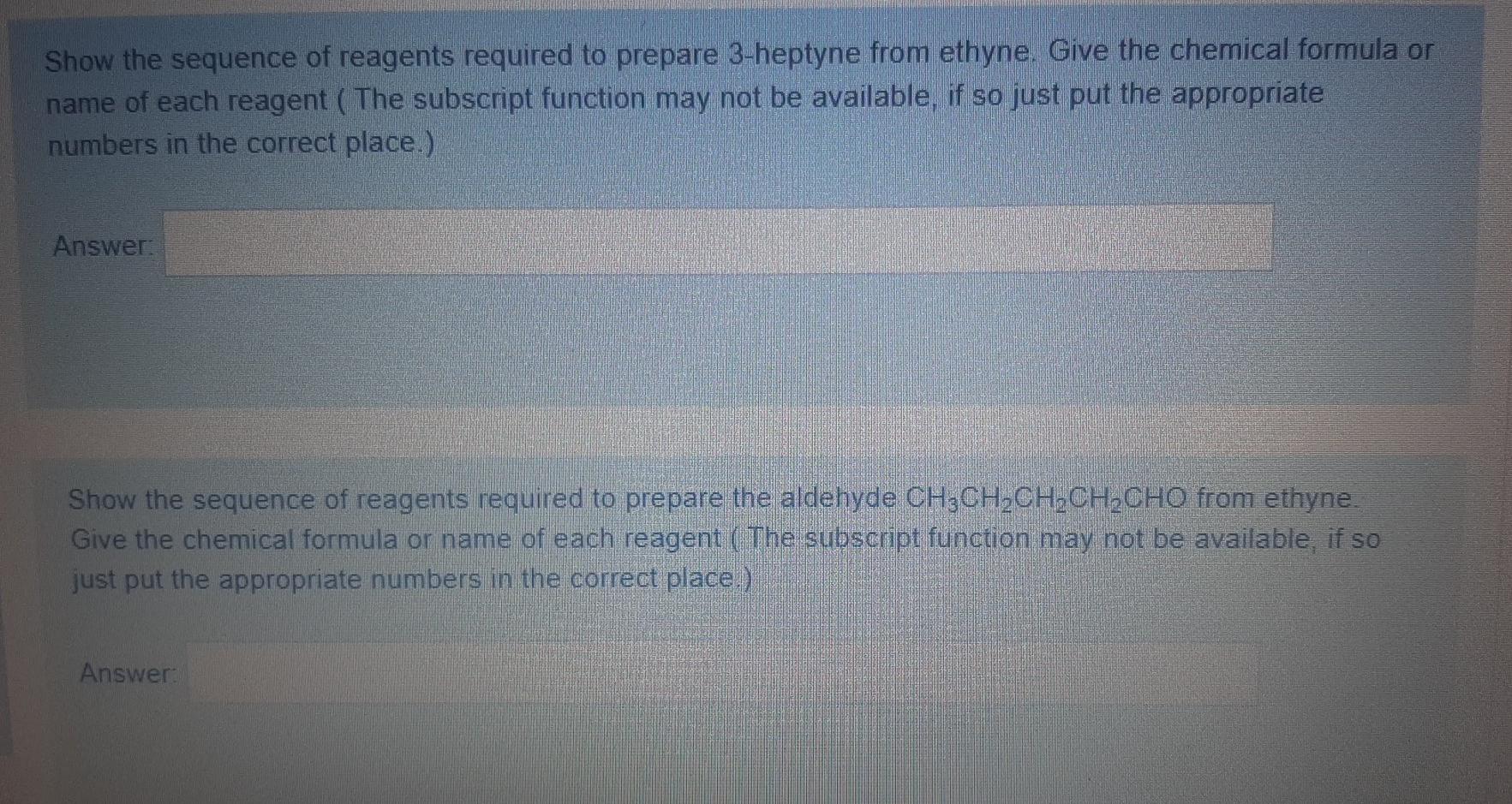 Solved State the reagents in the sequence needed to prepare | Chegg.com