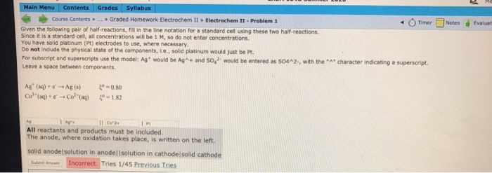 Solved Evaluat Main Menu Contents Grades Syllabus Course | Chegg.com