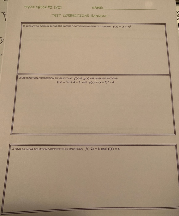 Solved PEACE CHECK #2 [V2] NAME: TEST CORRECTIONS HANDOUT | Chegg.com