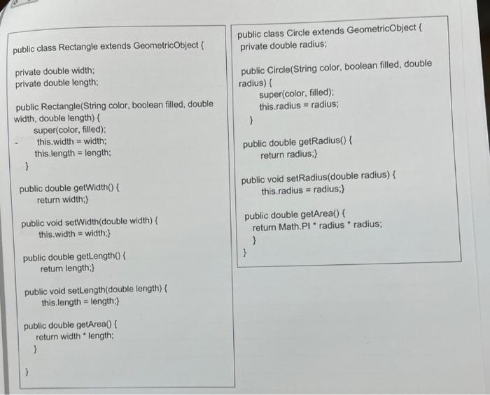 Solved Question 4 (Part2): A. Consider the given classes | Chegg.com