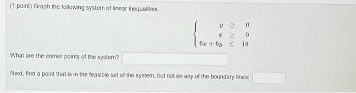 Solved (1 point) Graph the following system of linear | Chegg.com