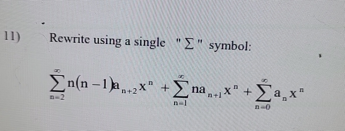 Solved Rewrite using a single " Σ " | Chegg.com