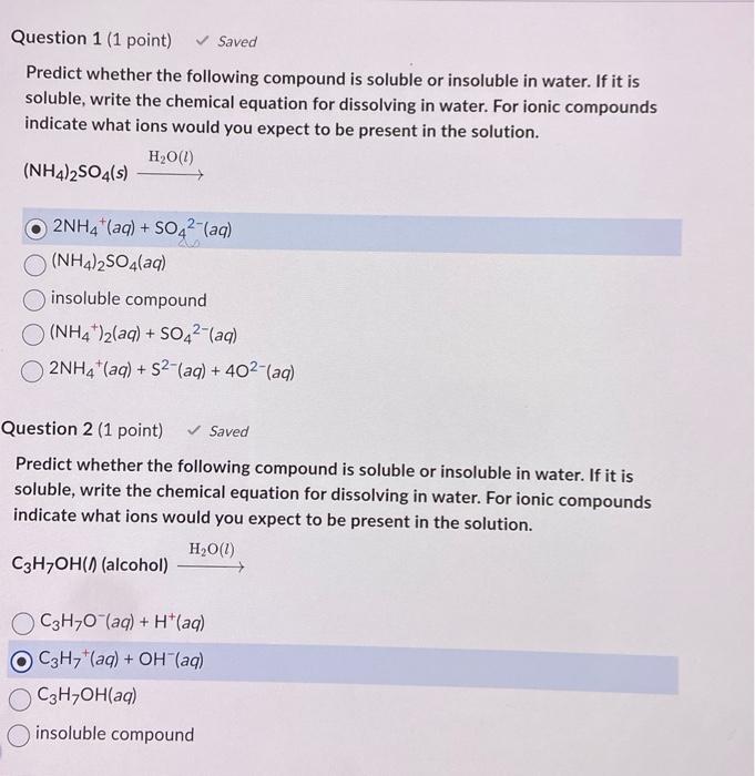Solved Predict whether the following compound is soluble or | Chegg.com