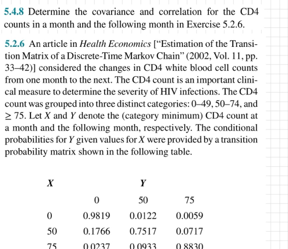 Solved 5.4.8 ﻿Determine the covariance and correlation for | Chegg.com