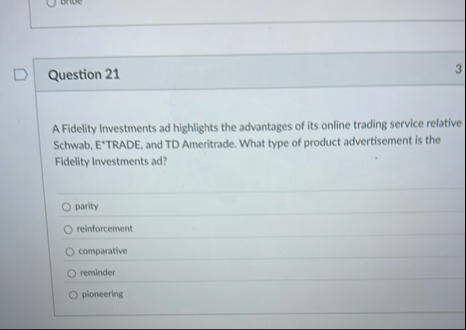 Solved Question 21A Fidelity Investments ad highlights the | Chegg.com