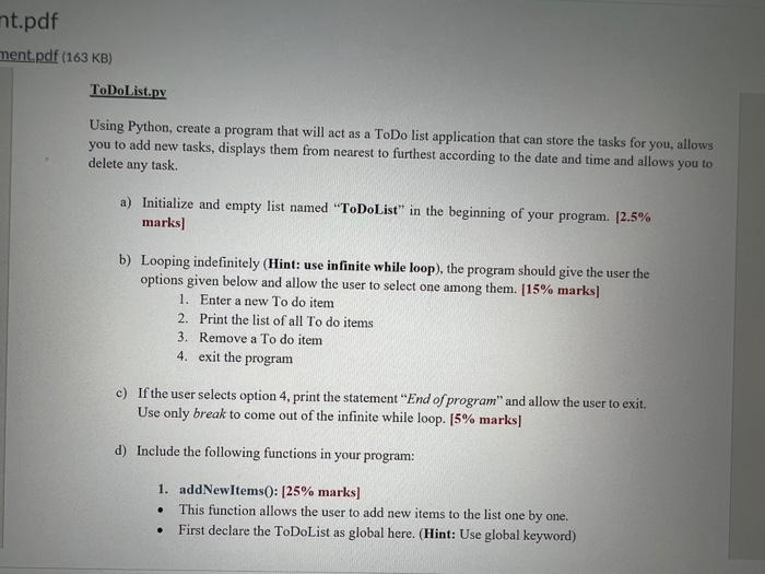 Solved Using Python Create A Program That Will Act As A