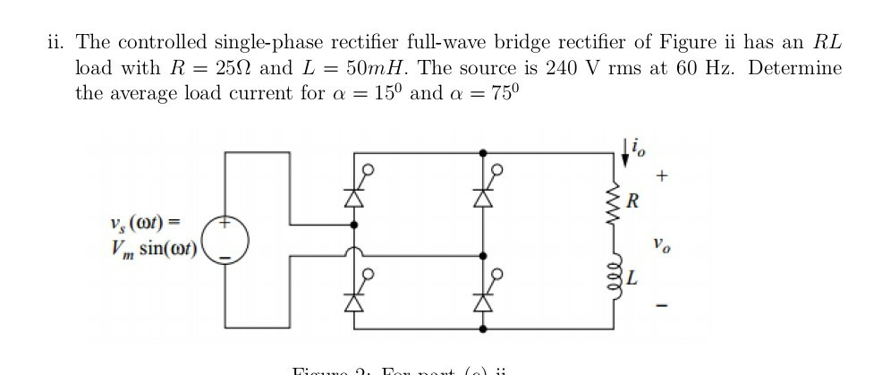 Solved ii. The controlled single-phase rectifier full-wave | Chegg.com