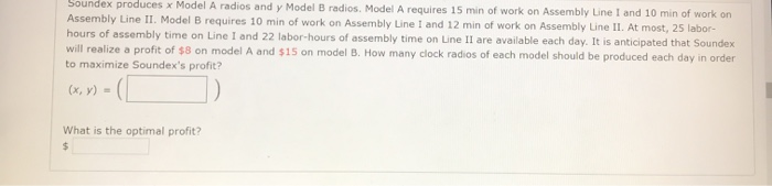 Solved Soundex produces x Model A radios and y Model B | Chegg.com