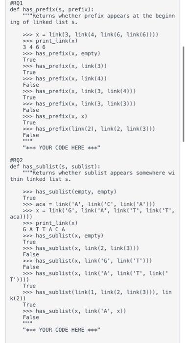 Solved \#RQ1 def has_prefix(s, prefix): "*."Returns whether | Chegg.com