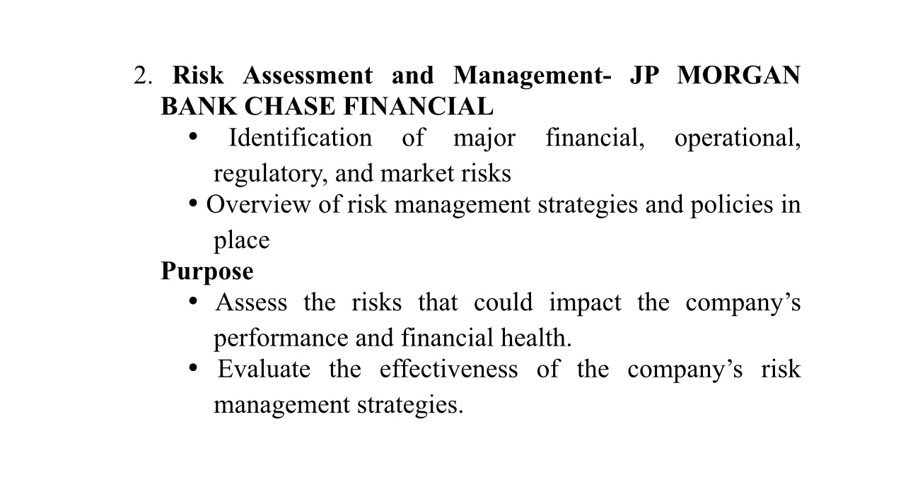 Solved Risk Assessment and Management- ﻿JP MORGANBANK CHASE | Chegg.com