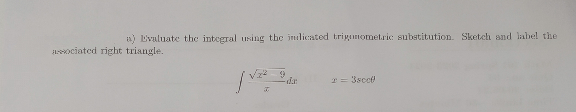 Solved a) Evaluate the integral using the indicated | Chegg.com