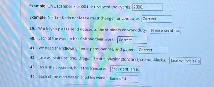 Example: On December 7, 2000 the reviewed the events. | Chegg.com