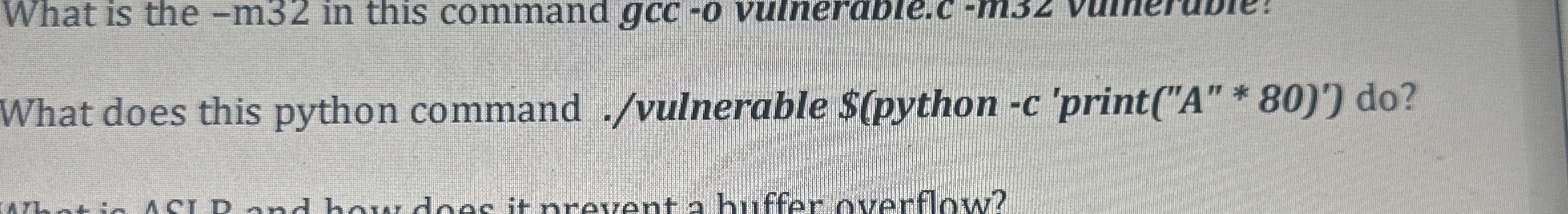What does this python command ./vulnerable $(python | Chegg.com