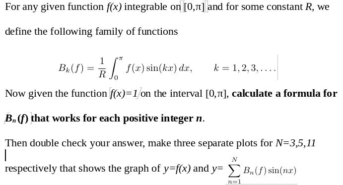 For any given function f(x) ﻿integrable on 0,π ﻿and | Chegg.com