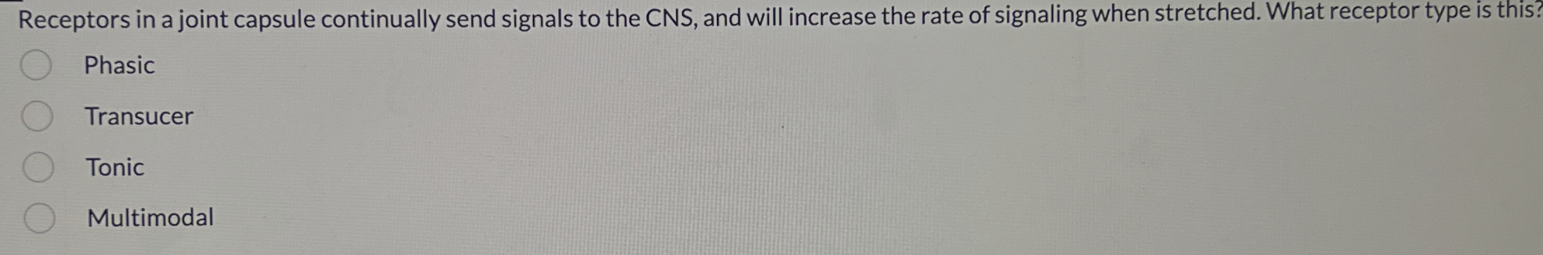Solved Receptors in a joint capsule continually send signals | Chegg.com