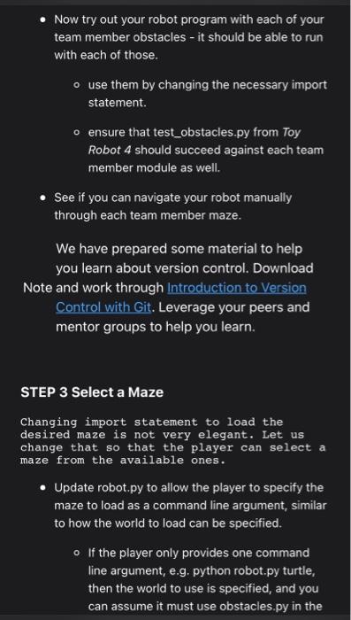 Solved STEP 1 Implement new Obstacles module Please use your | Chegg.com