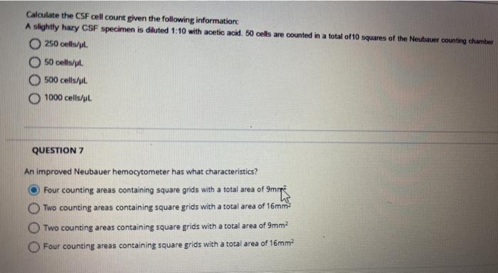 Solved Calculate The Csf Cell Count Given The Following