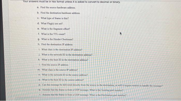 The frame and IP Header formats are given in a | Chegg.com