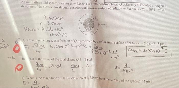 Solved 3. An insulating solid sphere of radius R = 6.0 cr | Chegg.com